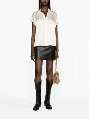 Vince Short-sleeve Silk Shirt - Neutrals
