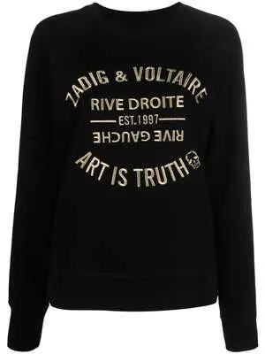 Zadig&Voltaire Logo-embroidered Organic-cotton Sweatshirt - Black