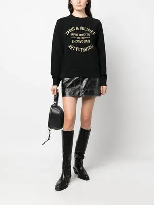 Zadig&Voltaire Logo-embroidered Organic-cotton Sweatshirt - Black