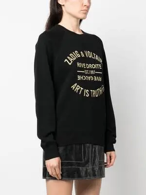 Zadig&Voltaire Logo-embroidered Organic-cotton Sweatshirt - Black