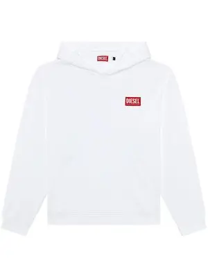 DIESEL® S-nlabel-l1 Logo-appliqué Hoodie - White