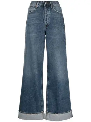 AGOLDE Dame Wide-leg Organic-cotton Jeans - Blue