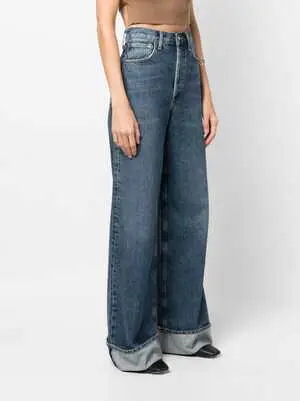 AGOLDE Dame Wide-leg Organic-cotton Jeans - Blue
