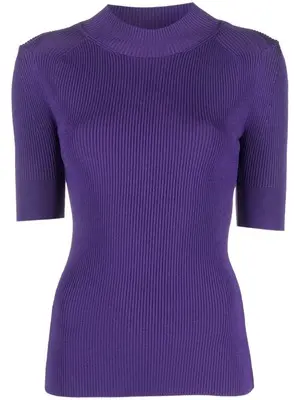 Stella McCartney High-neck Ribbed Top - Purple