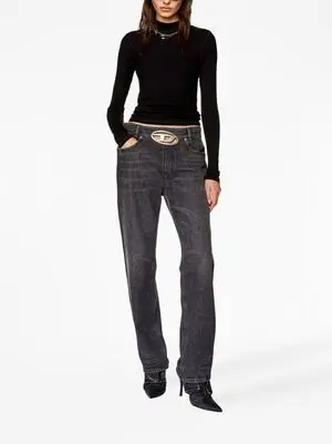 DIESEL® T-mokky-ls-microdiv Mock-neck Top - Black