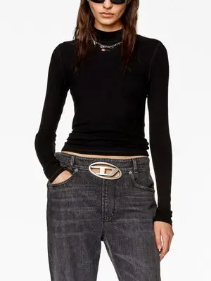 DIESEL® T-mokky-ls-microdiv Mock-neck Top - Black
