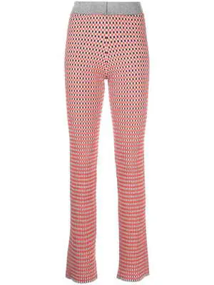 Rabanne Check-pattern Ribbed-knit Trousers