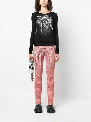 Rabanne Check-pattern Ribbed-knit Trousers