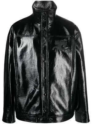 COURREGES Logo-patch Faux-leather Jacket