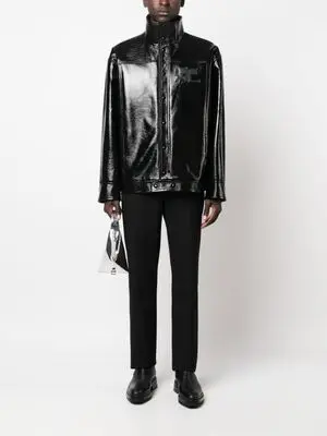 COURREGES Logo-patch Faux-leather Jacket