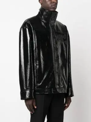 COURREGES Logo-patch Faux-leather Jacket