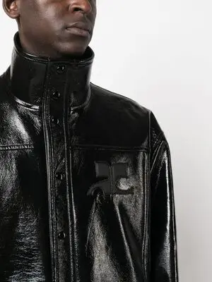 COURREGES Logo-patch Faux-leather Jacket