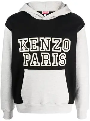 Kenzo Colour-block Stretch-cotton Hoodie - Black