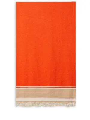 THE HOUSE OF LYRIA Djerba Contrasting-border Wool Throw - Orange