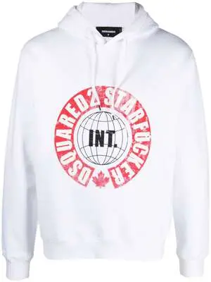 Dsquared2 Graphic-print Cotton Hoodie - White