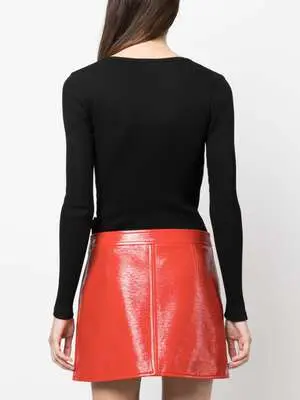 COURREGES Logo-embroidered Henley Bodysuit - Black