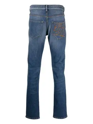 Roberto Cavalli Monogram-embroidered Skinny Jeans