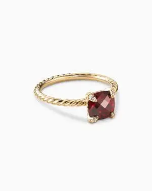 David Yurman 18k Yellow Gold Chatelaine Ring With And Diamonds - Garnet