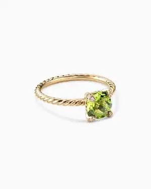 David Yurman 18k Yellow Gold Chatelaine Ring With And Diamonds - Peridot