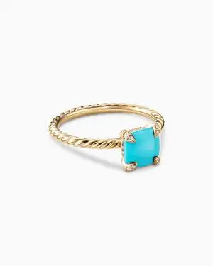 David Yurman 18k Yellow Gold Chatelaine Ring With And Diamonds - Turquoise