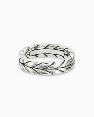 David Yurman Sterling Silver Chevron Band Ring - All Sterling Silver