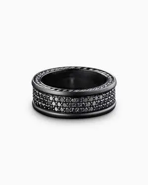 David Yurman Streamline® Pavé Three Row Band Ring - Black Diamond