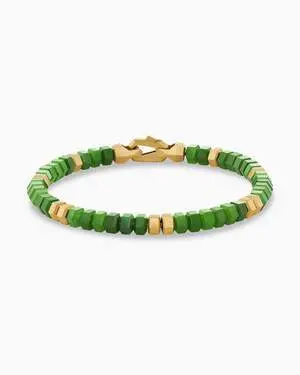 David Yurman Hex Bead Bracelet With Red Tiger’s Eye And 18k Yellow Gold - Nephrite Jade