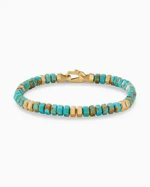David Yurman Hex Bead Bracelet With Red Tiger’s Eye And 18k Yellow Gold - Tyrone Turquoise
