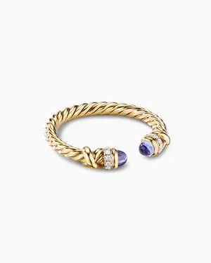 David Yurman Petite Helena 18k Yellow Gold Ring With And Diamonds - Tanzanite