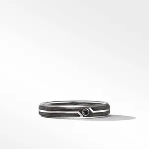 David Yurman David Yurman Forged Carbon Band Ring In 18K White Gold Black Diamond