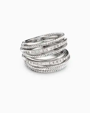 David Yurman Crossover Sterling Silver Ring With Diamonds - Diamond