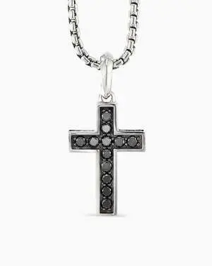 David Yurman Sterling Silver Pavé Cross Pendant With Black Diamonds - Black Diamond