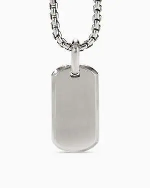 David Yurman Chevron Tag In Sterling Silver With Diamonds - All Sterling Silver