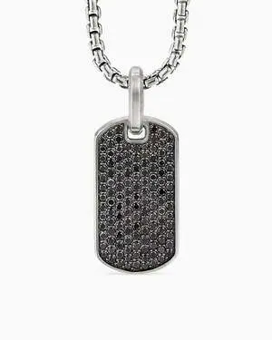 David Yurman Sterling Silver Chevron Tag - Black Diamond