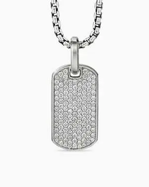 David Yurman Chevron Tag In Sterling Silver With Diamonds Diamond