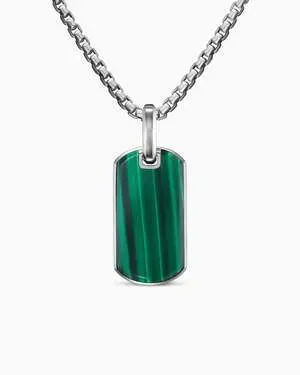 David Yurman Chevron Sterling Silver And Tag - Malachite