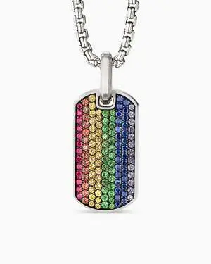 David Yurman Chevron Tag In Sterling Silver With Diamonds Rainbow