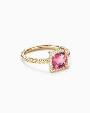 David Yurman David Yurman Petite Chatelaine® Pavé Bezel Ring Pink Tourmaline