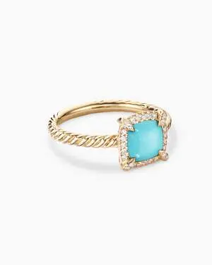David Yurman David Yurman Petite Chatelaine® Pavé Bezel Ring Turquoise