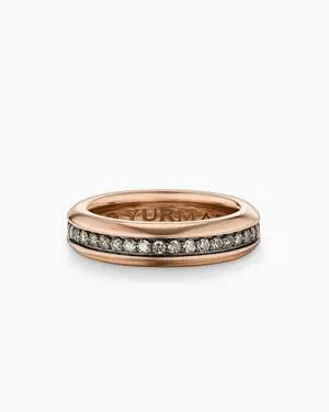 David Yurman Streamline® Band Ring In 18k Rose Gold With Diamond - Cognac Diamond