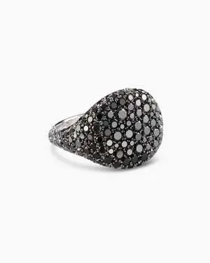 David Yurman Pavé Pinky Ring In White Gold With Black Diamonds