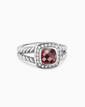 David Yurman Petite Albion Ring With And Diamonds - Garnet