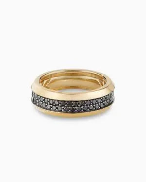David Yurman Beveled Band Ring In 18k Gold With Diamonds - Black Diamond
