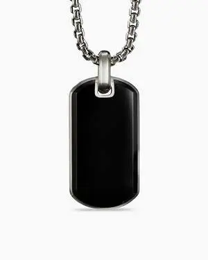 David Yurman Chevron Tag In Sterling Silver With Black Diamonds Black Onyx