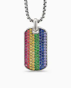 David Yurman Chevron Tag In Sterling Silver With Black Diamonds Rainbow