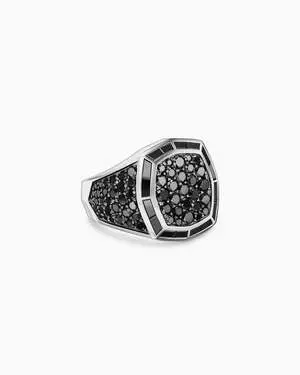 David Yurman Streamline® Signet Ring In 18k White Gold With Black Diamonds