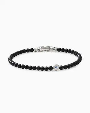 David Yurman Sterling Silver Spiritual Beads Evil Eye Bracelet - Black Onyx/sapphires