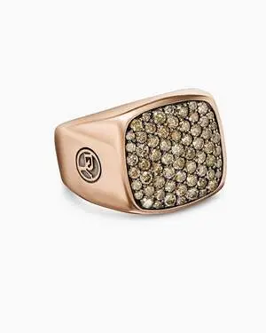 David Yurman Streamline Signet Ring With Diamonds - Cognac Diamond