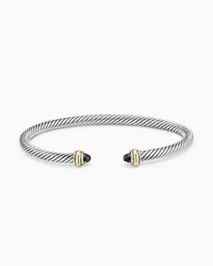 David Yurman Classic Cable Bracelet In Sterling Silver With 18k Yellow Gold And - Black Onyx