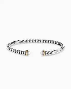 David Yurman Classic Cable Bracelet In Sterling Silver With 18k Yellow Gold And - Pearl